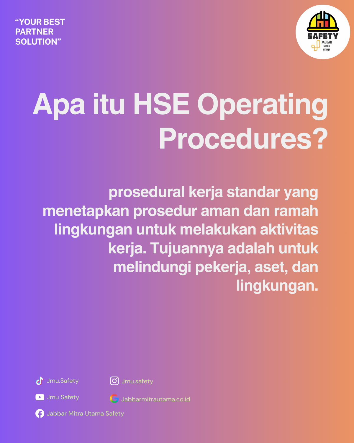 Pedoman Operasi Keselamatan dan Lingkunan HSE - Blog - JMU